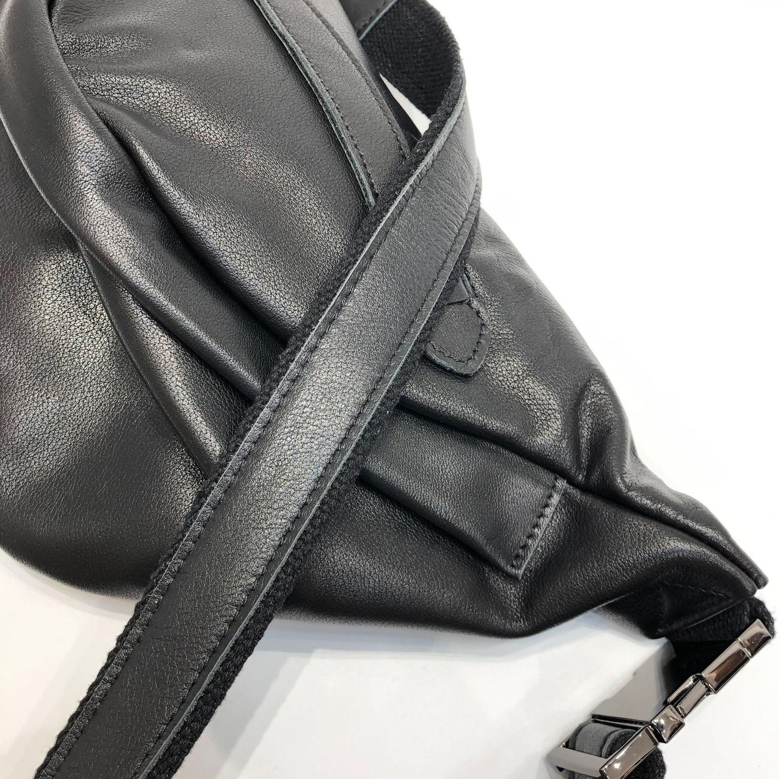 Black Leather Sling Backpack for Women Large Crossbody Sling - Etsy