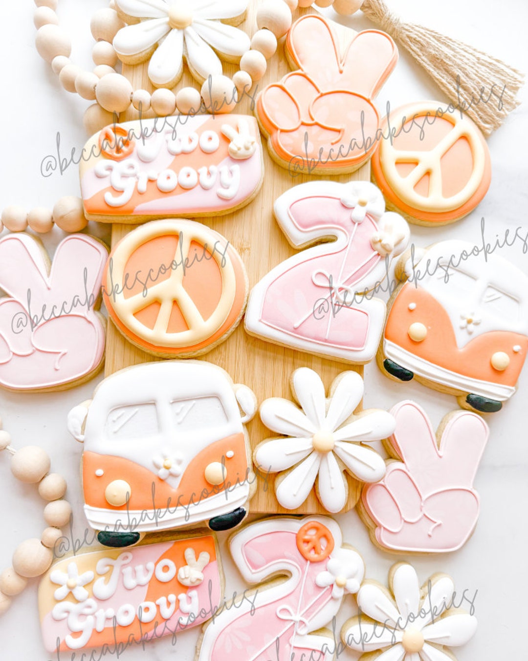 2 Dozen Two Groovy Birthday Cookies | Groovy One | Two Groovy | Royal ...