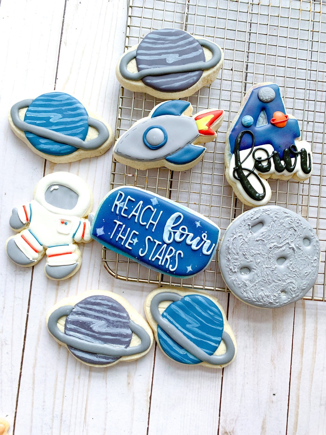 Outer Space Theme Kids Birthday Reach Four the Stars Two the Moon ...
