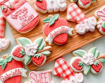 Sweet One Berry First Strawberry Birthday Cookies - Etsy