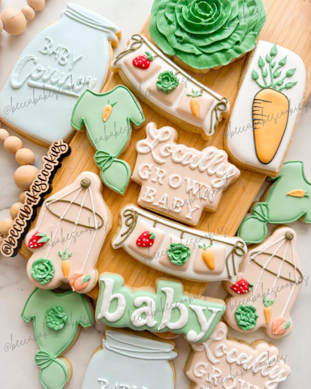 2 Dozen Farmers Market Baby Shower Sugar Cookies Fresh Produce Theme ...
