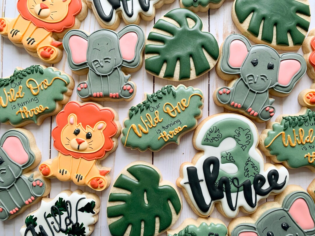 2 Dozen (24 Cookies) Custom Wild Jungle Birthday Cookies - 2 Dozen - Etsy