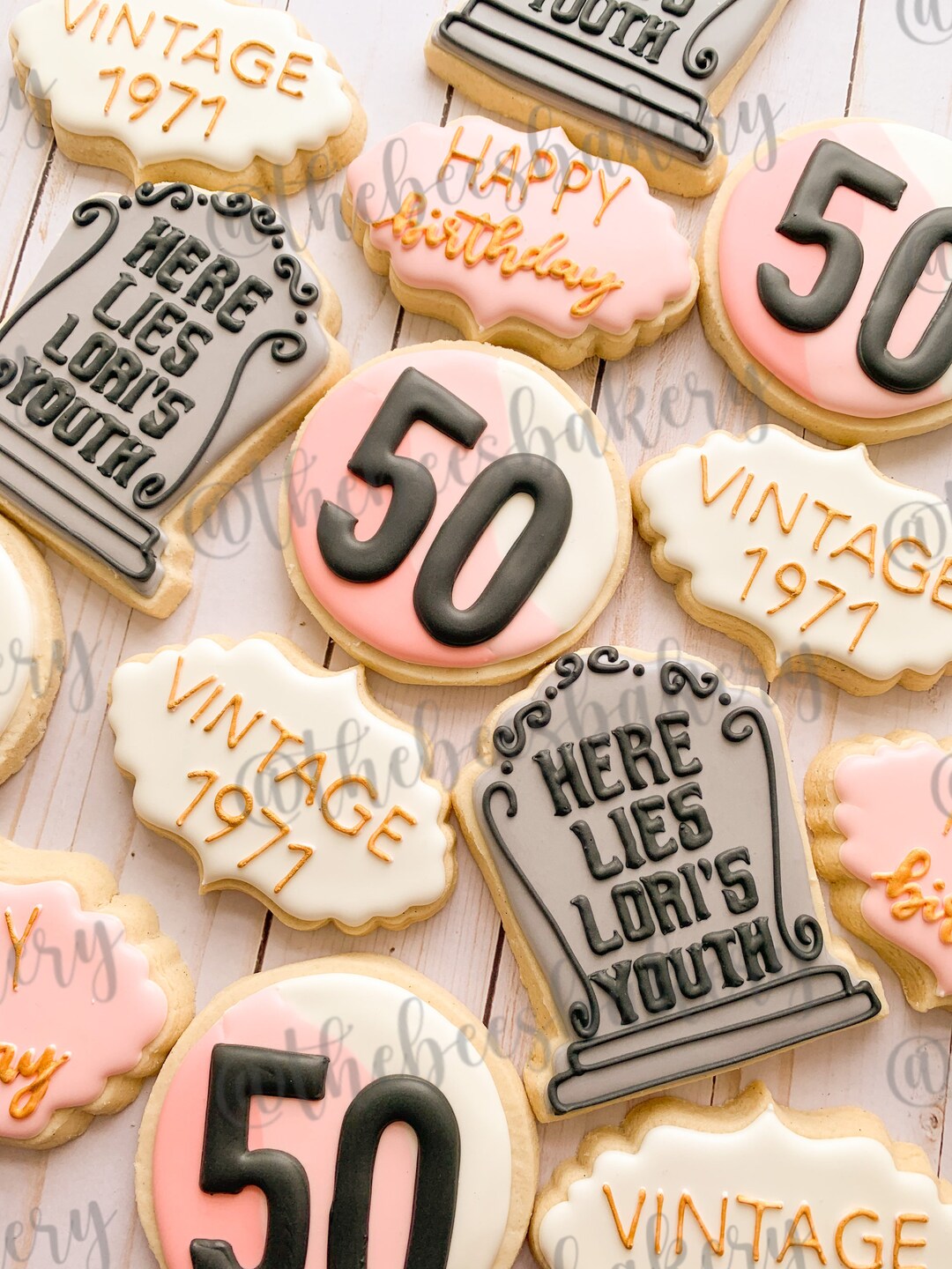 Custom Over the Hill Birthday Premium Vanilla Sugar Cookies 1 Dozen ...