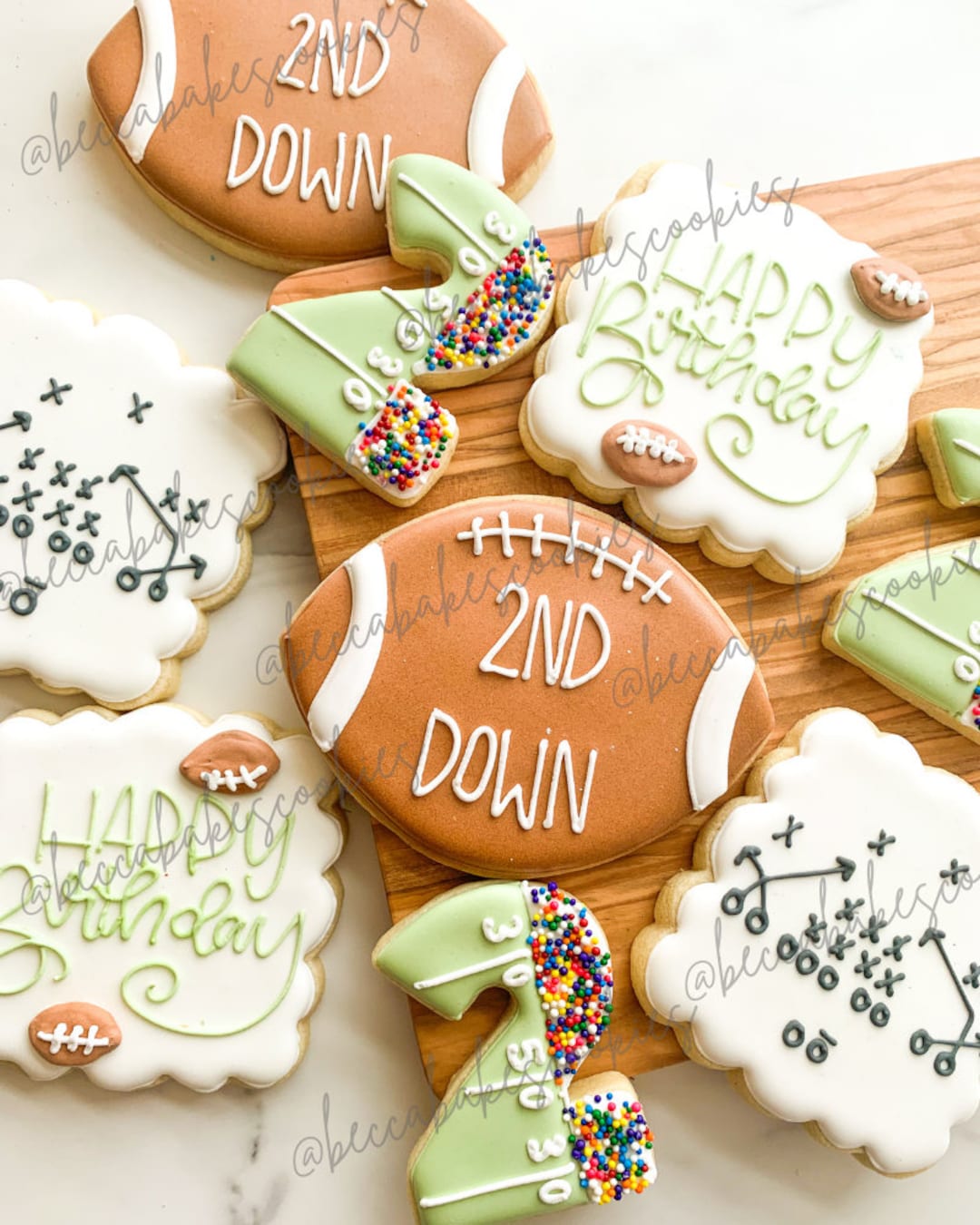 Customizable Football Birthday Cookies Second Down Football Birthday ...