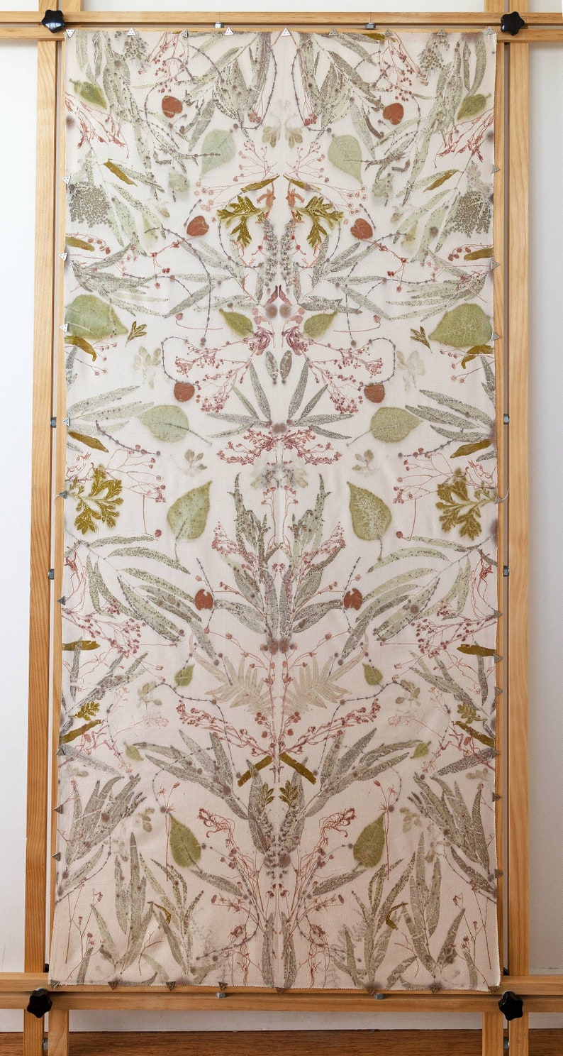 Hand Printed Eri Silk Fabric Panel: Natural Leaf & Flower Eco Print - Etsy