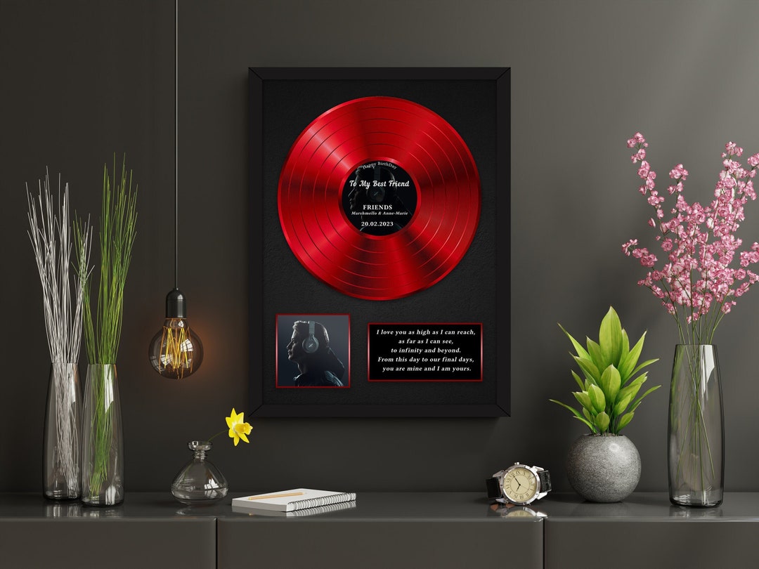Personalized Plaque, Custom Plaque, Red Vinyl Record Plaque, Framed ...