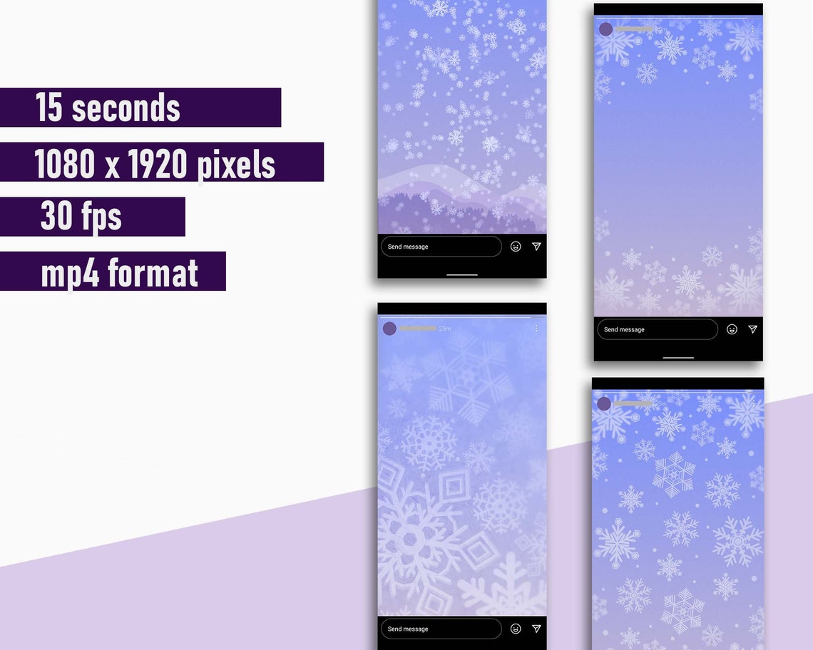 6 Animated Winter Snowflake Backgrounds for Instagram, Christmas ...