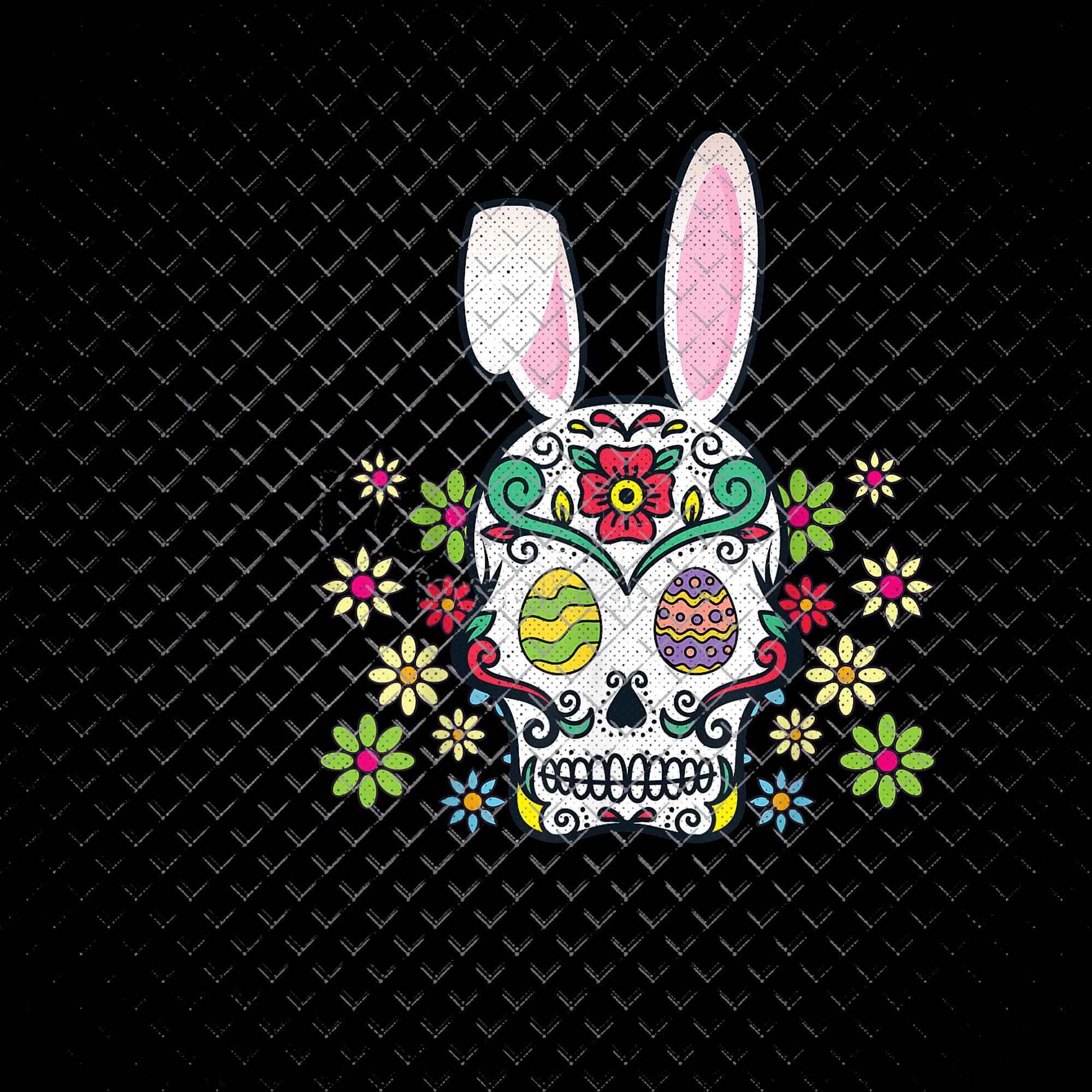 Sugar Skull Happy Easter Bunny Ears Cute svgSugar Skull svg | Etsy