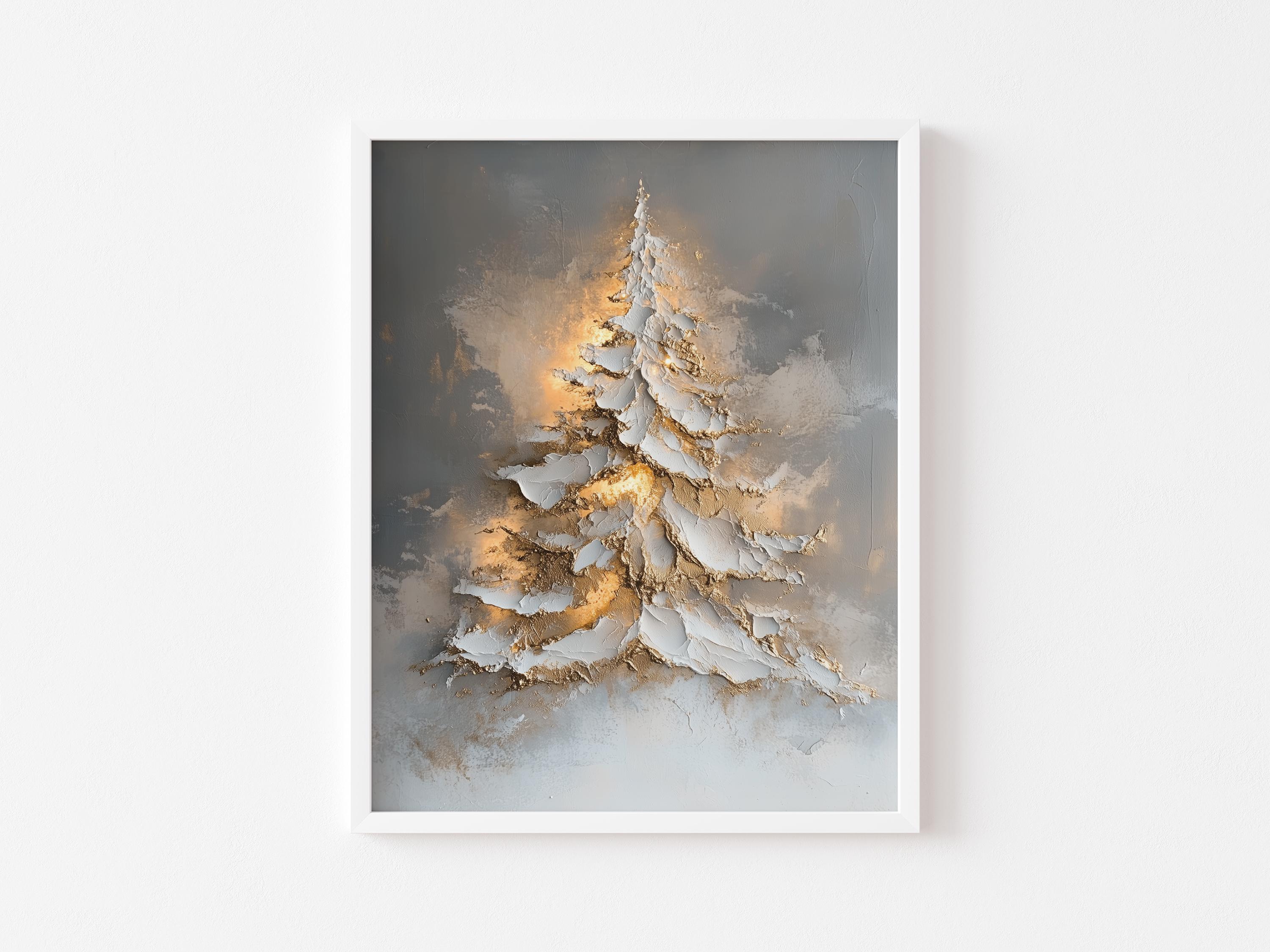 Festive Sculptural Christmas Tree Painting - Elegant Abstract Holiday ...
