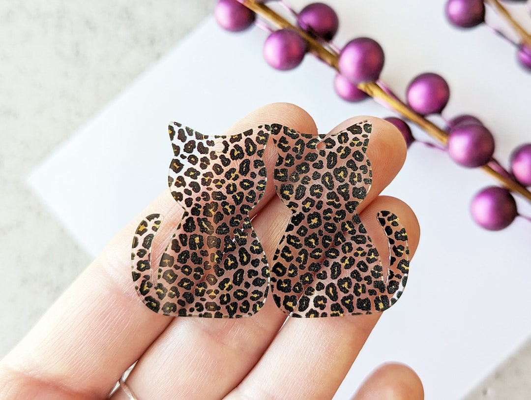 Micro Leopard Clear Acrylic Cat Earring Blanks Earring - Etsy