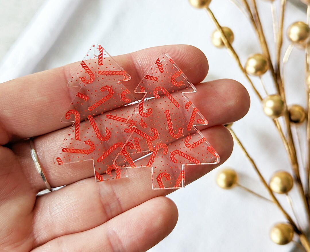Scattered Candy Cane Christmas Tree Earrings, Candy Cane Earring ...