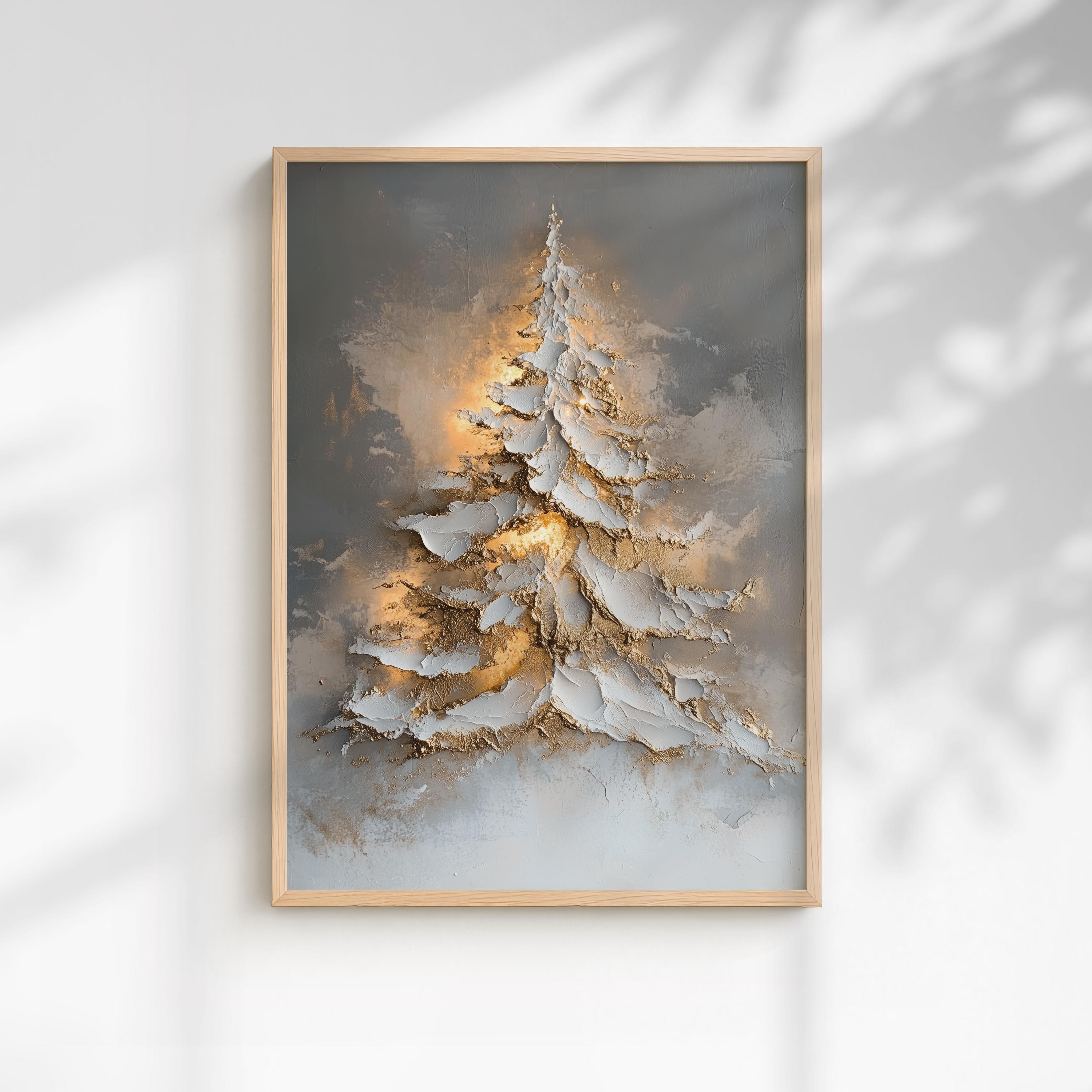 Festive Sculptural Christmas Tree Painting - Elegant Abstract Holiday ...