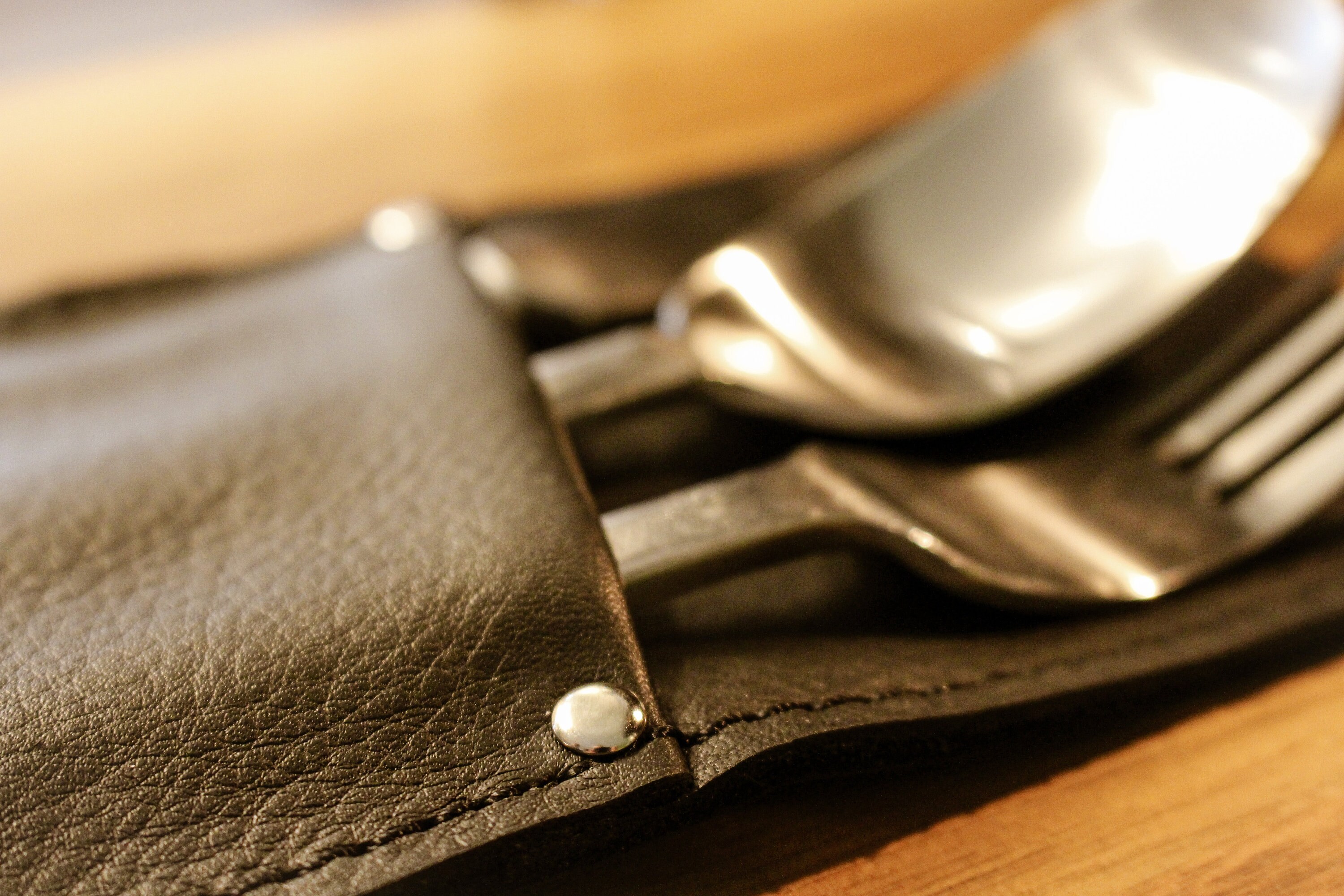 Leather Cutlery Bag 4pcs. Premium Quality Cutlery Case Pouch Luxury ...