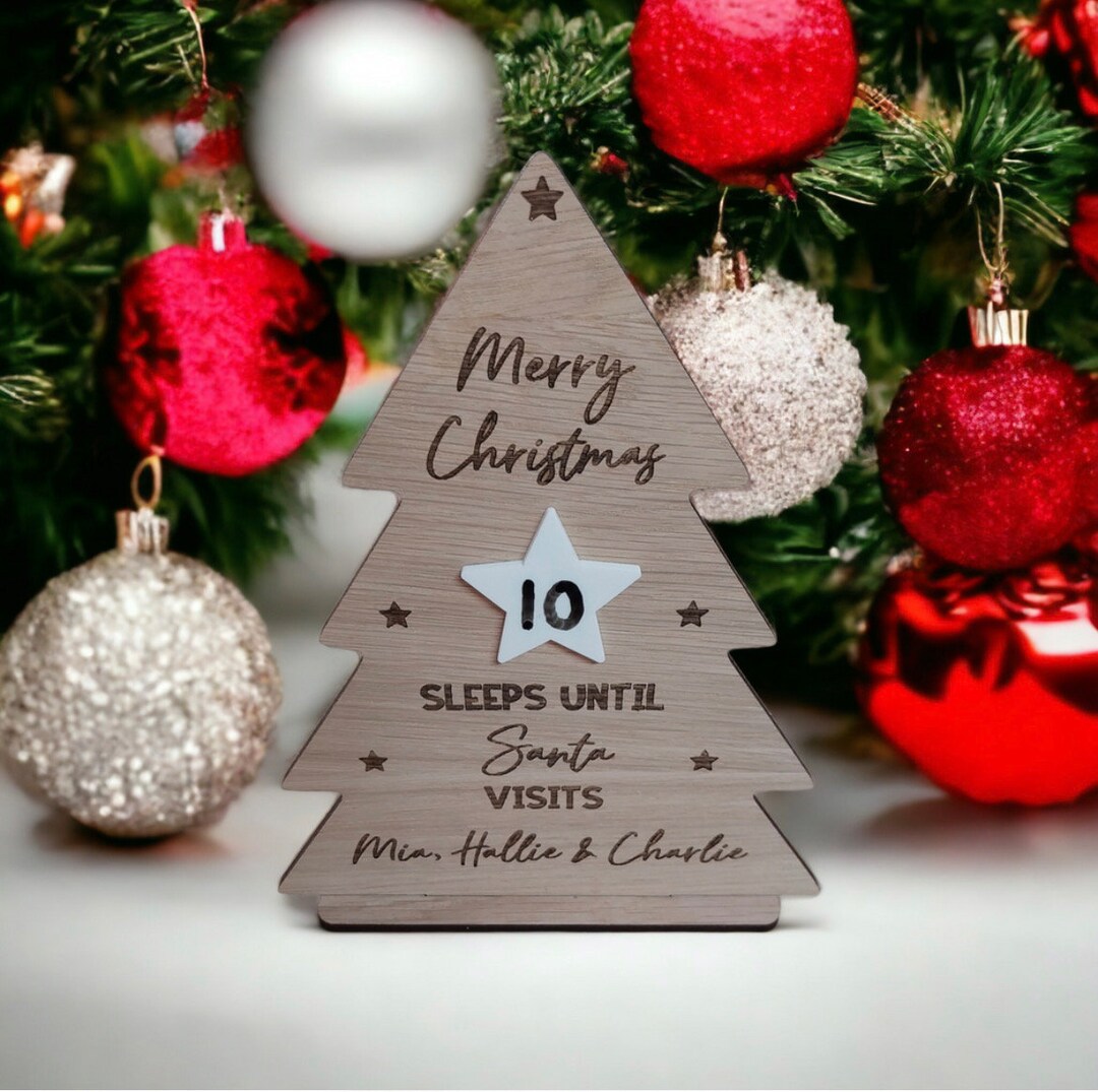 PERSONALISED CHRISTMAS TREE Countdown / Sleeps Until Santa Countdown ...