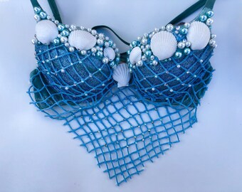 Mint Seashell Bra Seashell Rave Bra Rave Bra Mermaid Top - Etsy