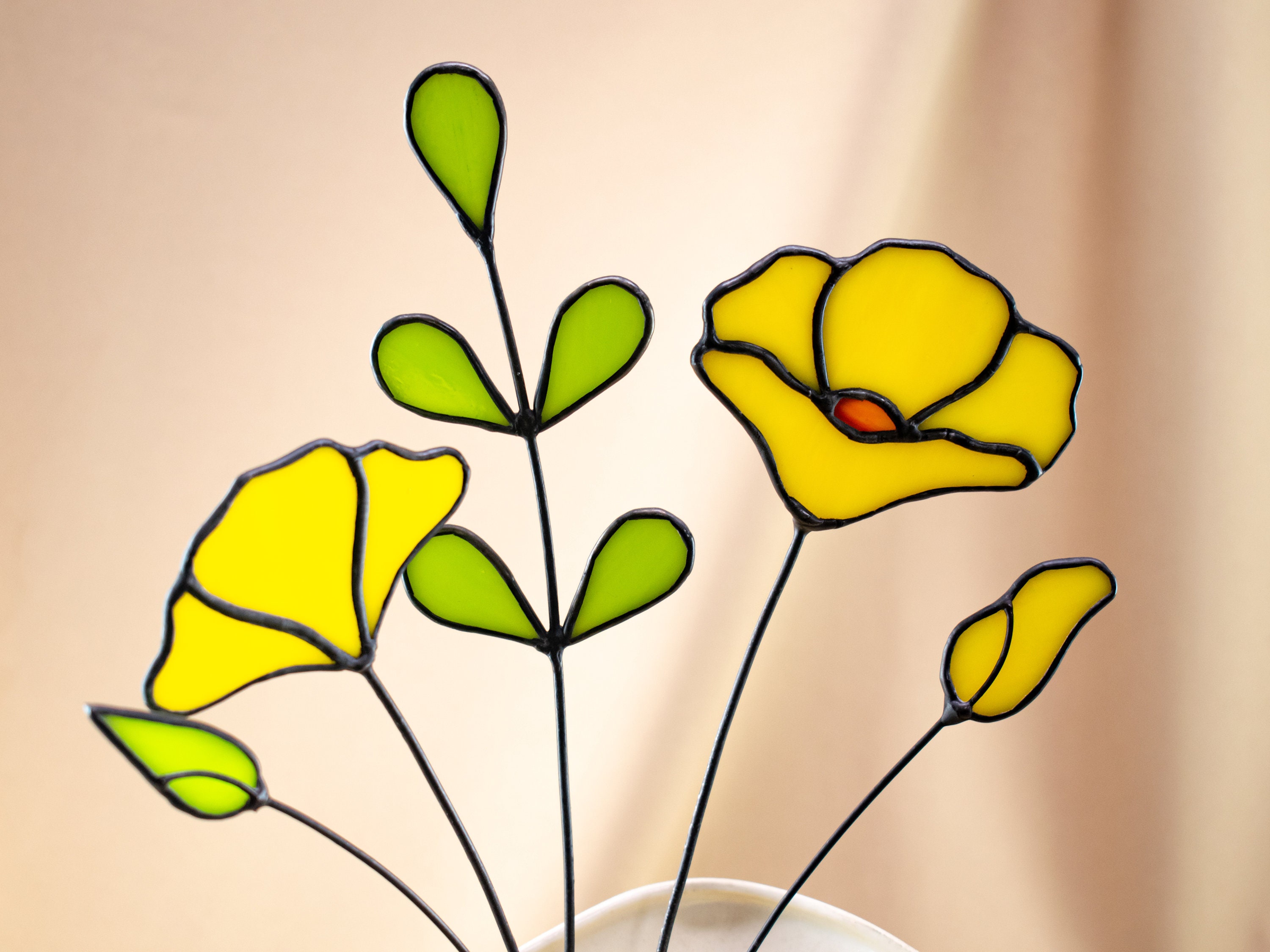 California Poppy Stained Glass Bouquet Poppies Flower Stained - Etsy