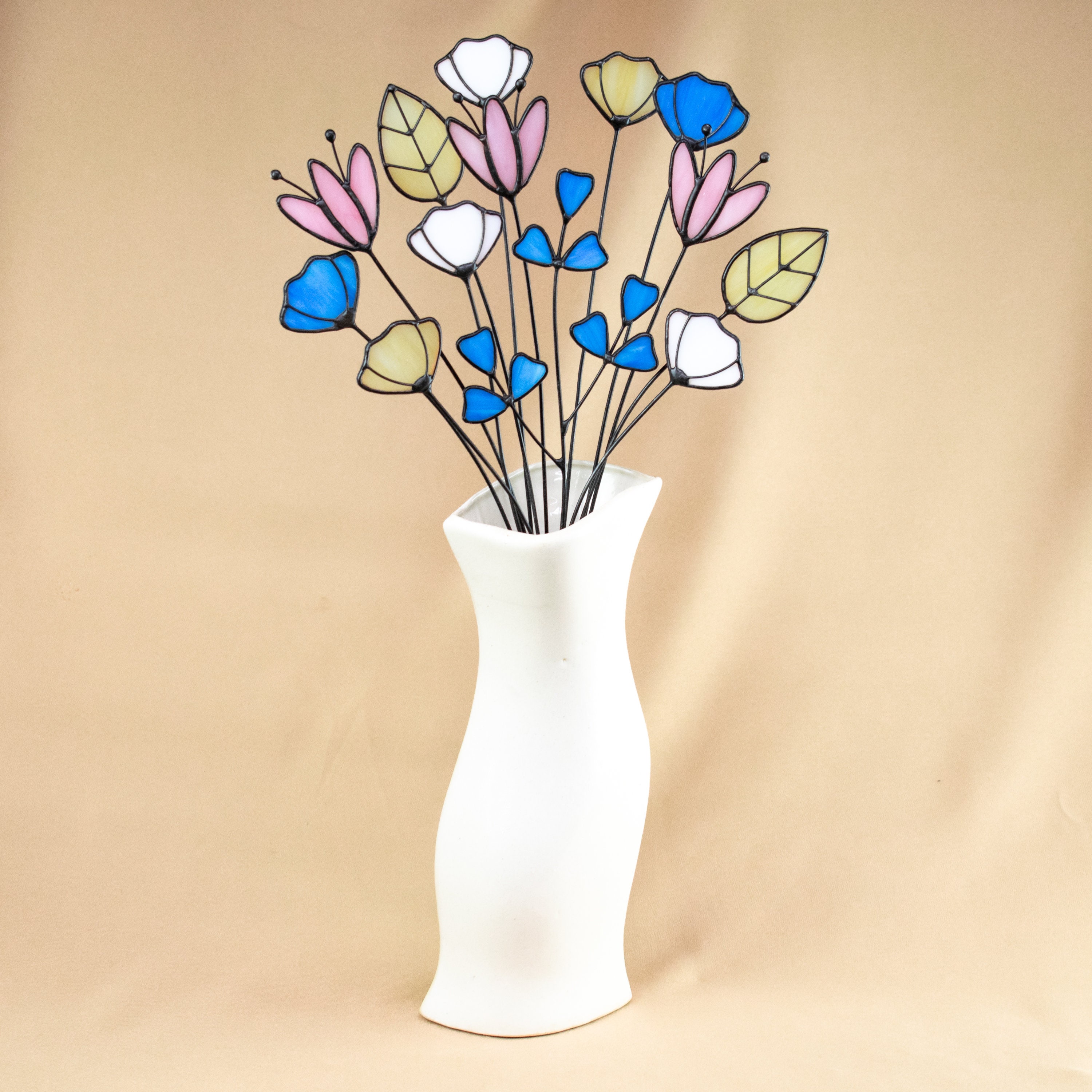 Stained Glass Flower Bouquet on Stem 3d Stained Glass Glass - Etsy