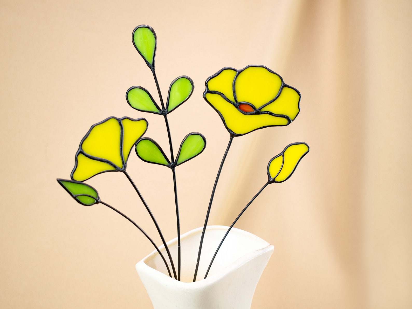California Poppy Stained Glass Bouquet Poppies Flower Stained - Etsy