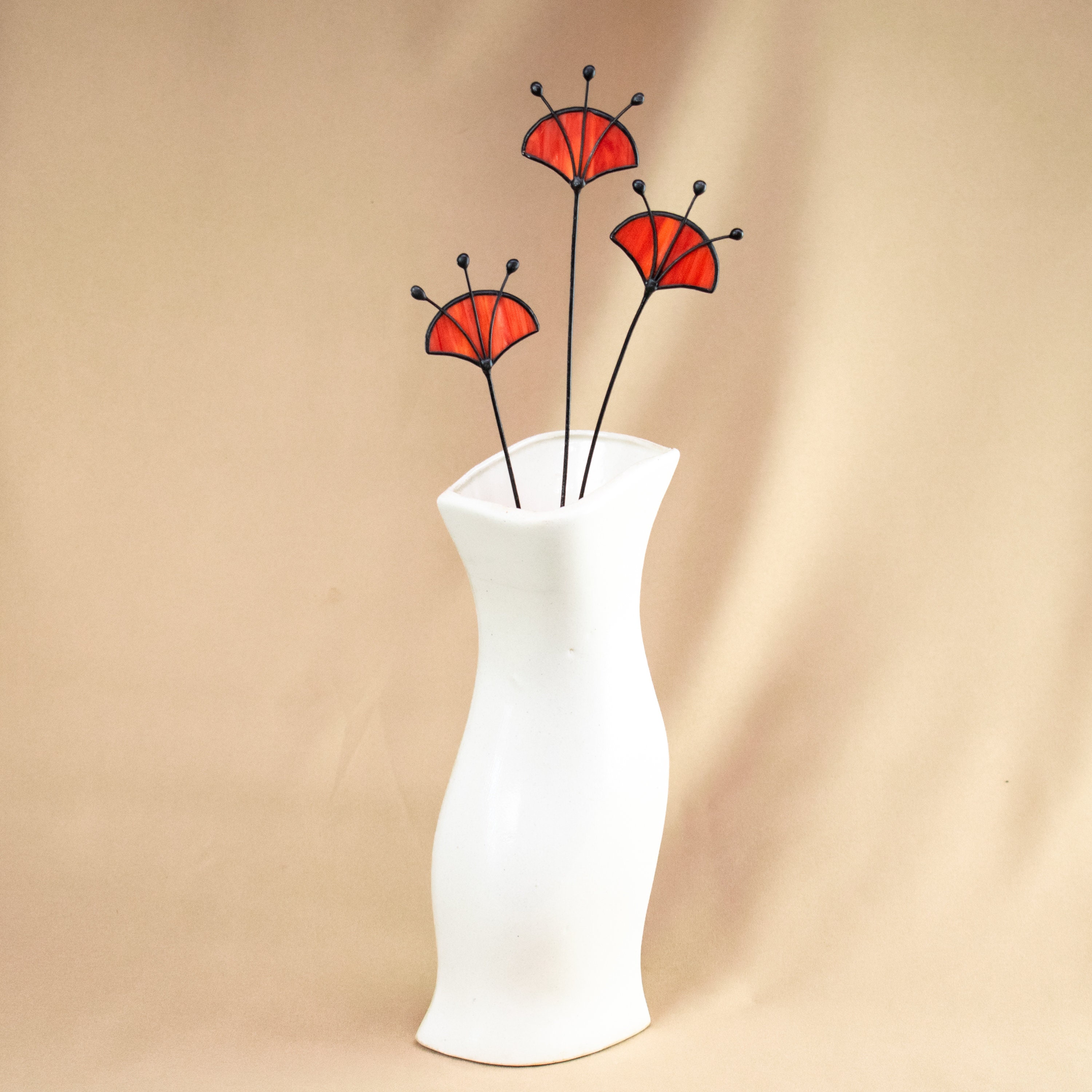 Stained Glass Red Flower on a Stem - Single Branch - Etsy