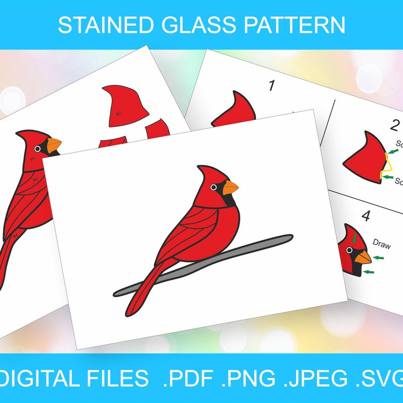 Stained Glass Cardinal Pattern - Etsy