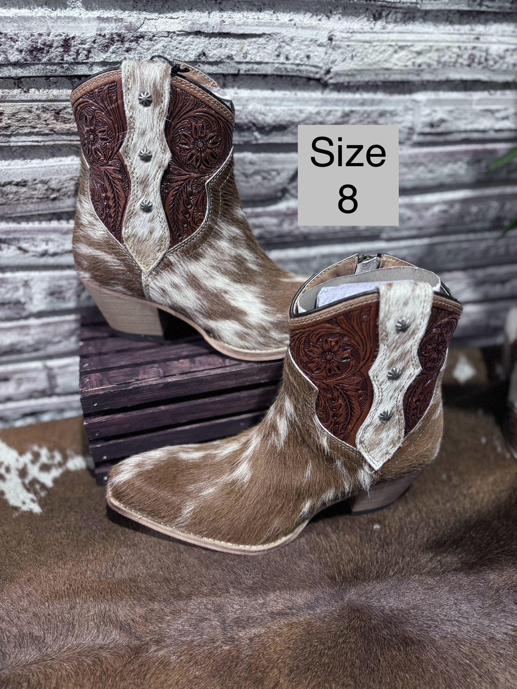 Cowhide Trail Boots exact Hides Shown in Picture - Etsy