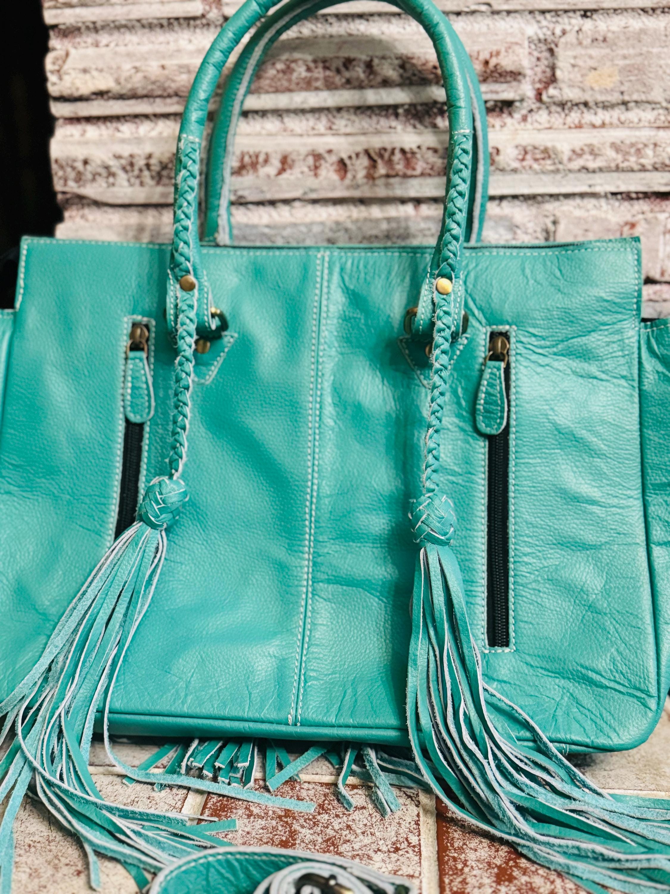 Turquoise Leather Western Handbag - Etsy