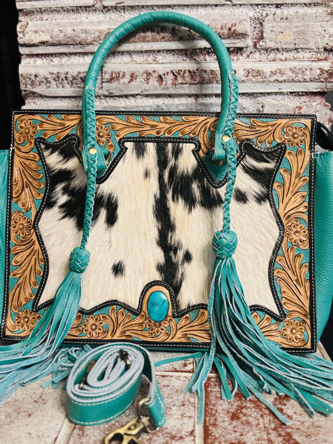 Turquoise Leather Western Handbag - Etsy