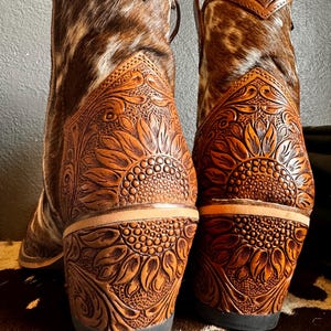 Hand Tooled Cowhide Boots exact Boots in Photo Will Be Sent - Etsy