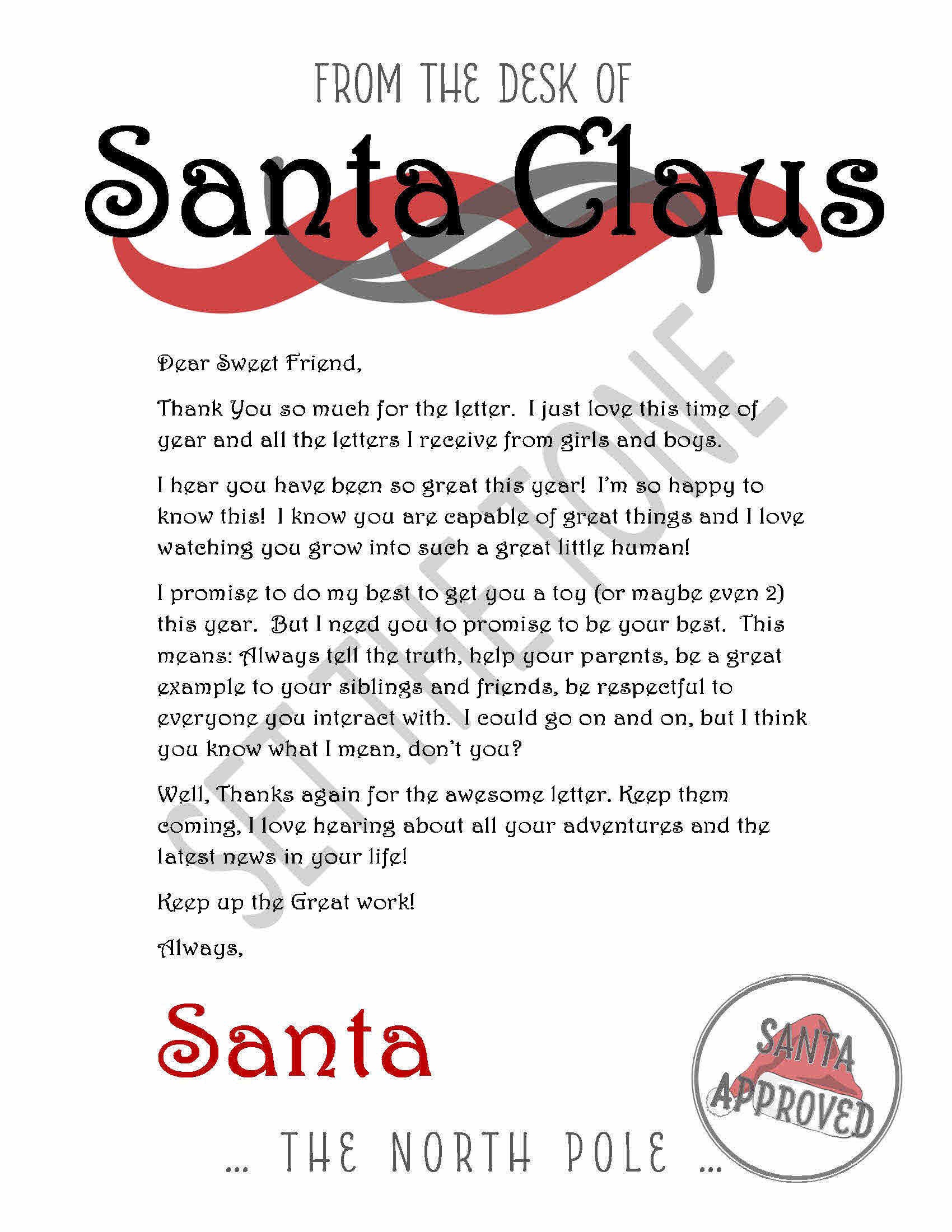Response Letter From Santa - Etsy
