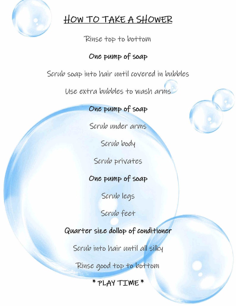 How to Take a Shower for Kids - Etsy
