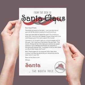 Response Letter From Santa - Etsy
