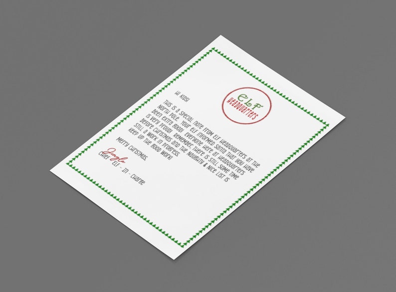 Good Job Letter From ELF Headquarters - Etsy