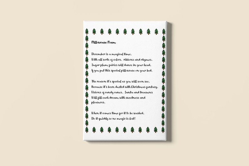 Pillowcase Poem Printable - Etsy