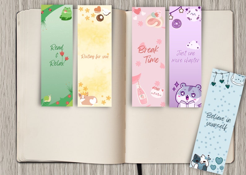 Printable Kawaii Bookmarks, Instant Digital Download, Bookmarks for ...