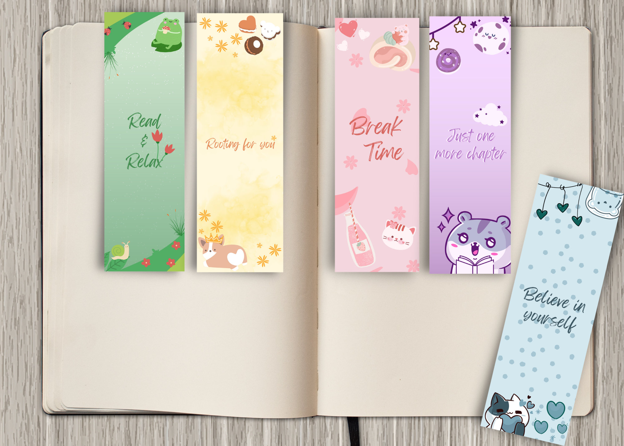 Printable Kawaii Bookmarks, Instant Digital Download, Bookmarks for ...