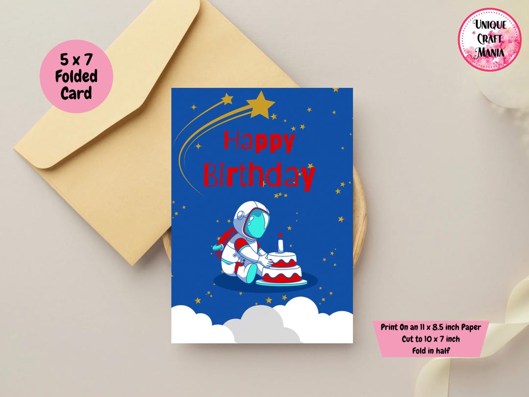 Happy Birthday, Outer Space Happy Birthday Card, Birthday Gift, Space ...