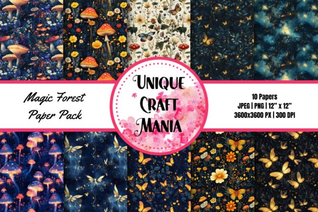 Magic Forest Digital Papers, Magic Forest Scrapbook Paper, Magical ...
