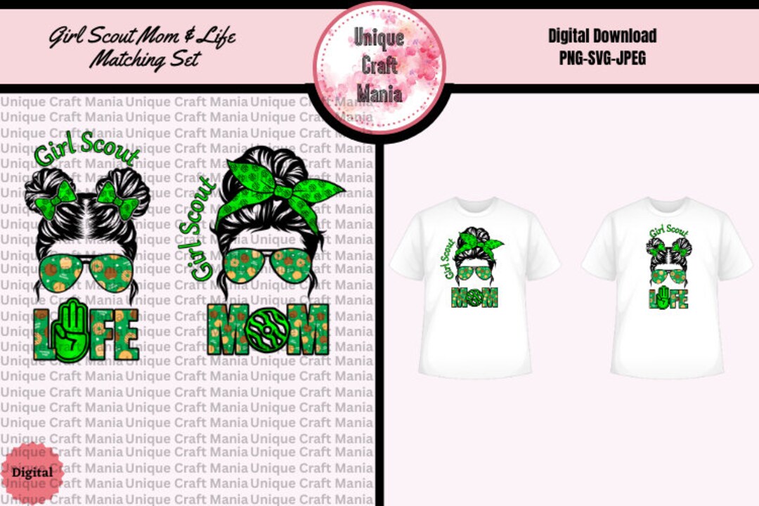 Girl Scout Mom And Life Matching Set Girl Scout Messy Hair Bun Mom