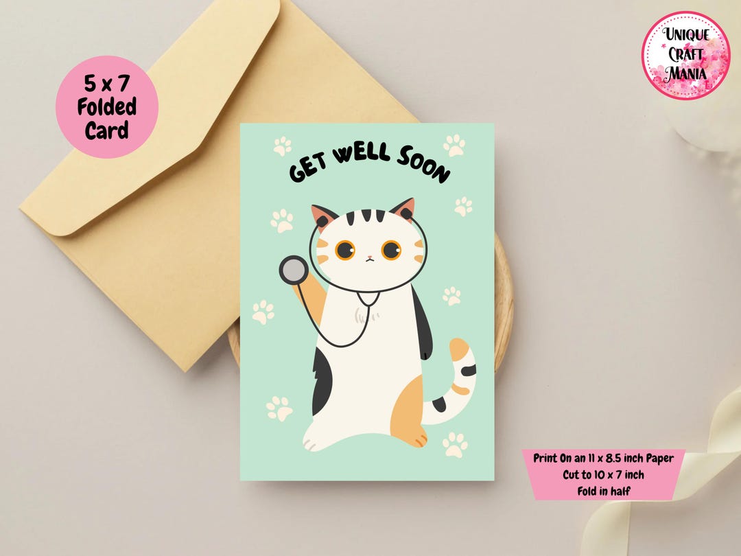 Get Well Soon Card, Get Well Soon, Cat Card, Health and Healing ...