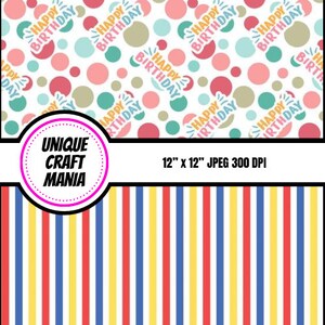 Happy Birthday Digital Paper Party Colors Birthday Party - Etsy