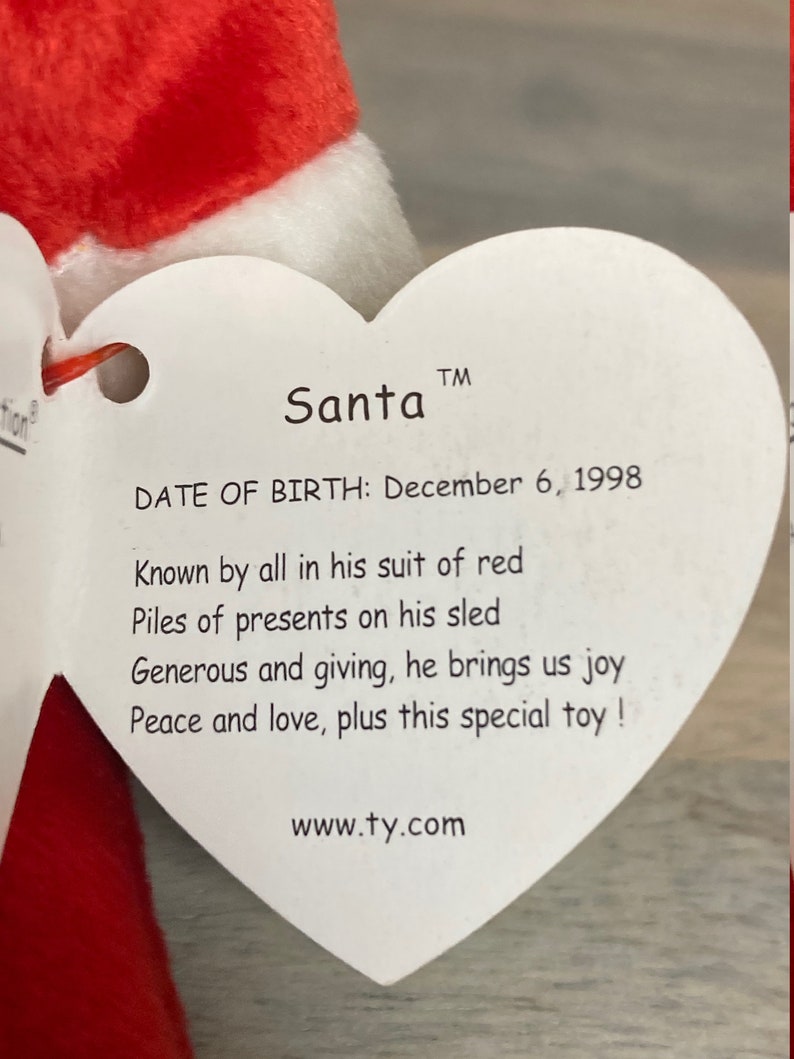 TY Beanie Baby Santa Original 1998 Perfect Condition - Etsy