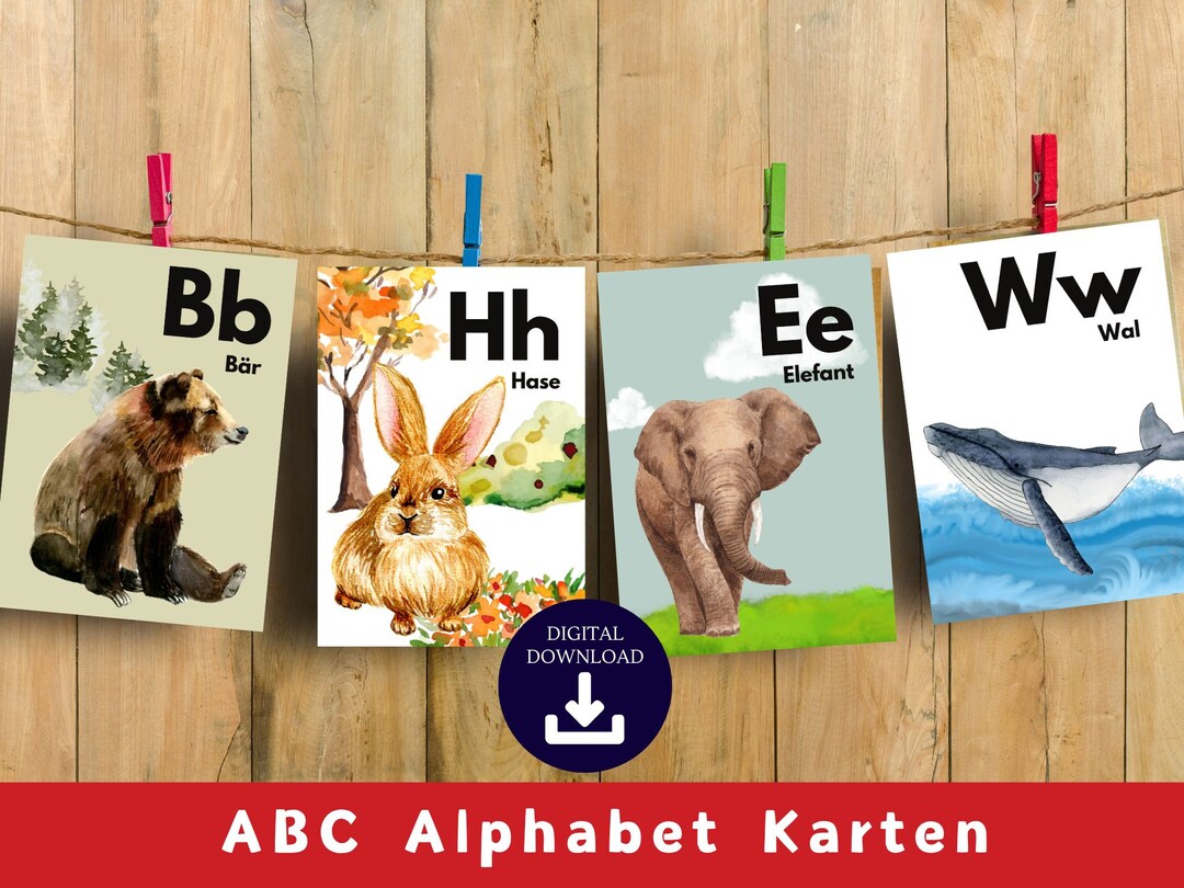 Alphabet Watercolor Cards Picture Cards Learning Letters Arousing ...