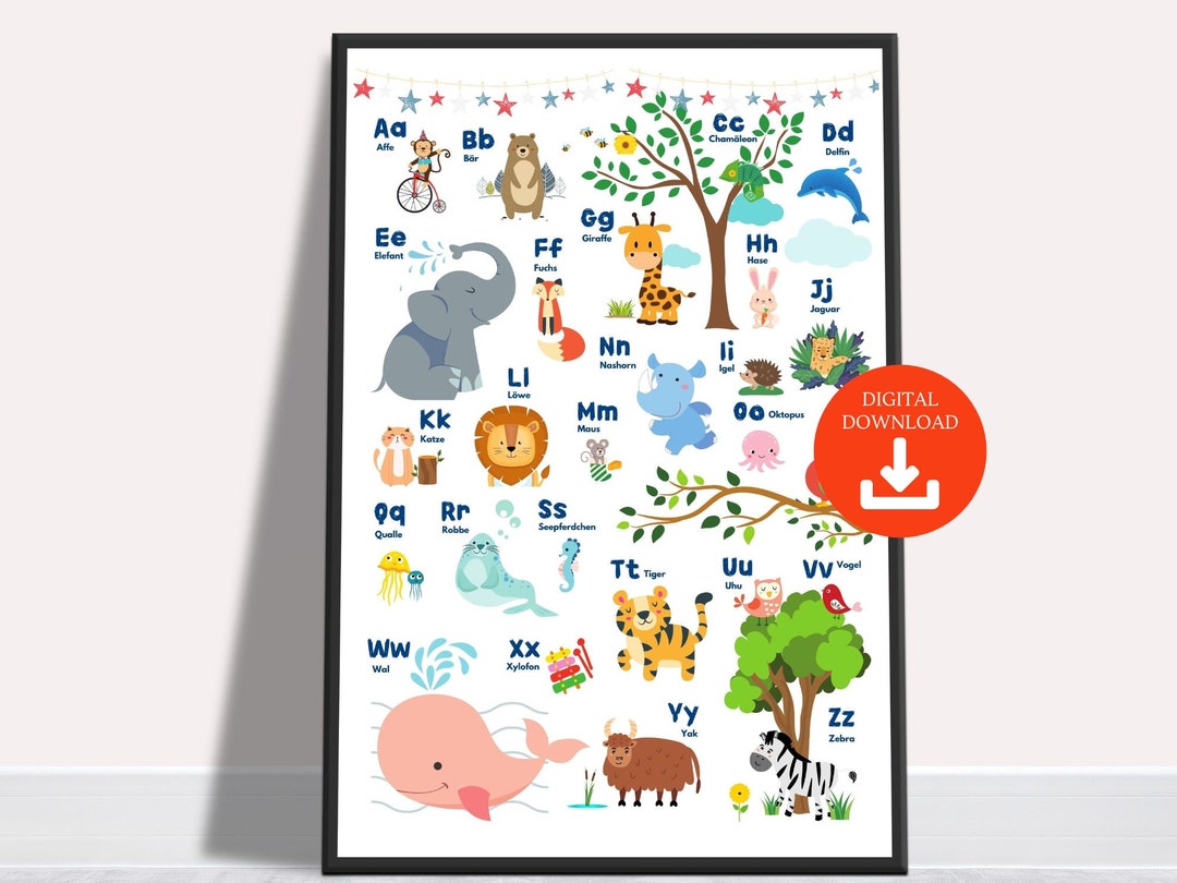 Learning Poster Alphabet, ABC Poster for Children's Room Decoration ...