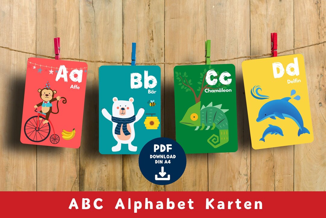 ABC Alphabet Cards | Flashcards German Letters | for Children ...
