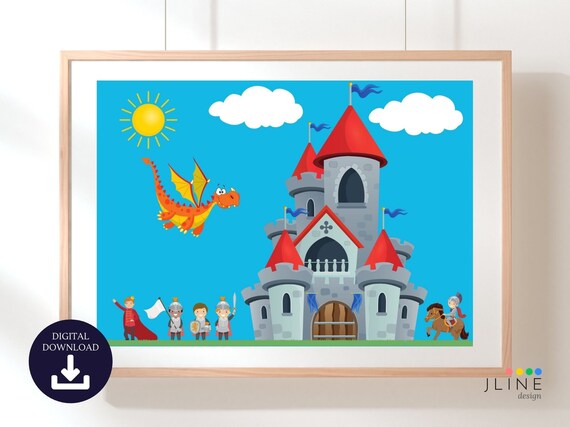 Fairytale Castle Poster for Children's Room. Knights - Etsy