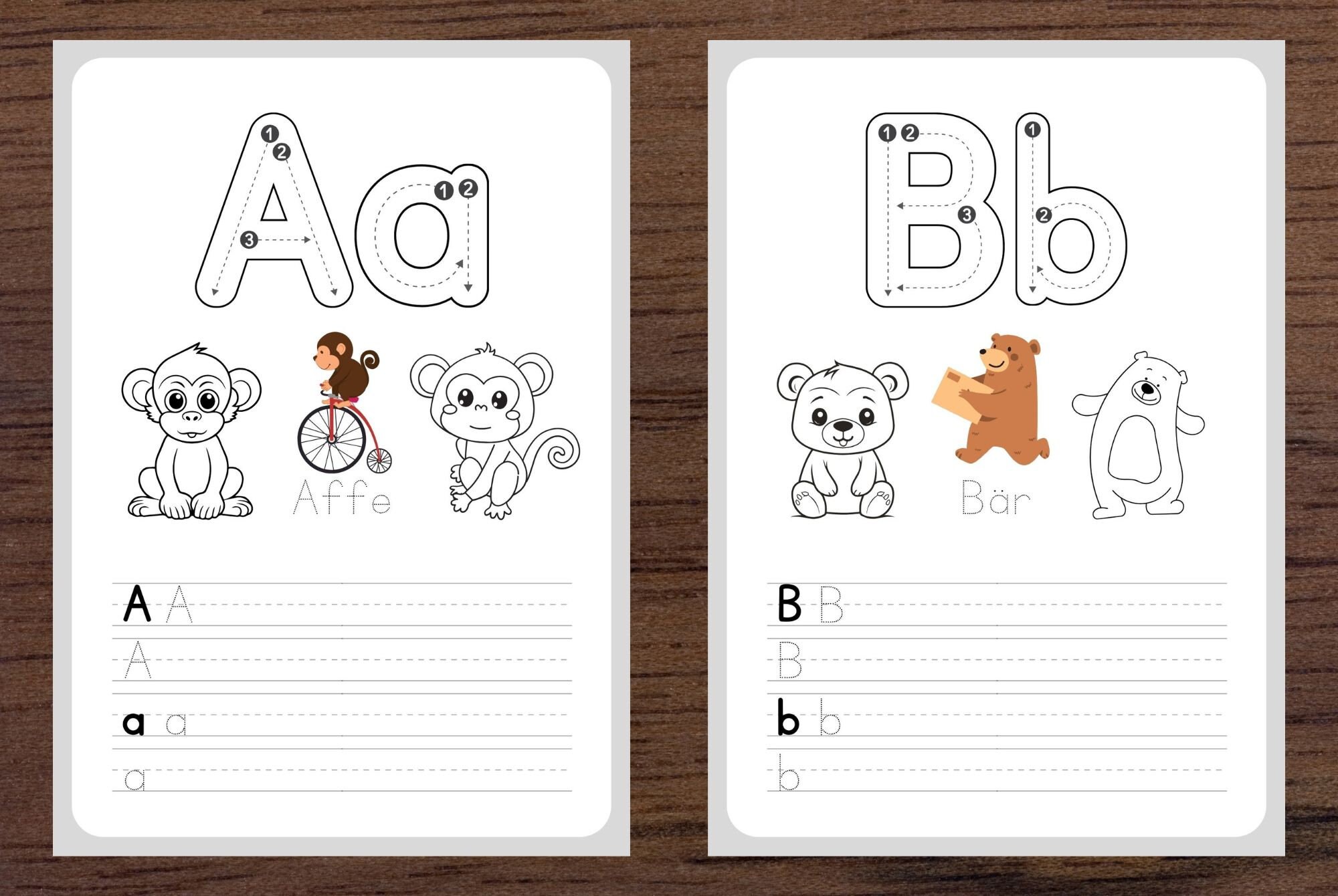 ABC Alphabet Worksheets / Learn to Write / PDF Printable Letters / Coloring Pictures - Etsy