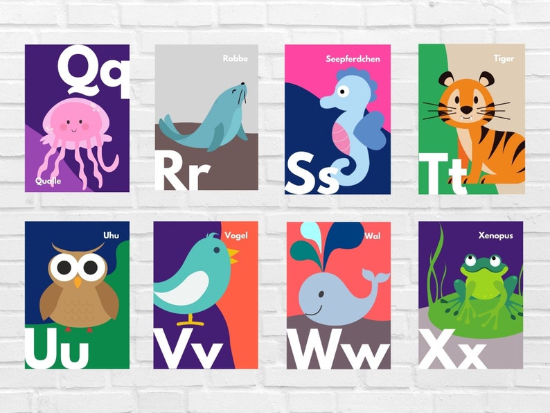 Tarjetas ilustradas ABC, tarjetas de aprendizaje, tarjetas A-Z ...