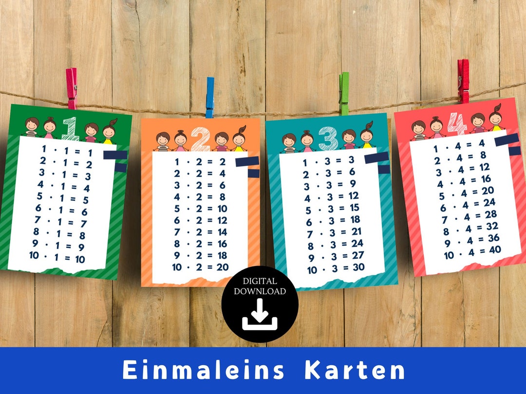 Multiplication Tables Cards - 1x1 - Etsy
