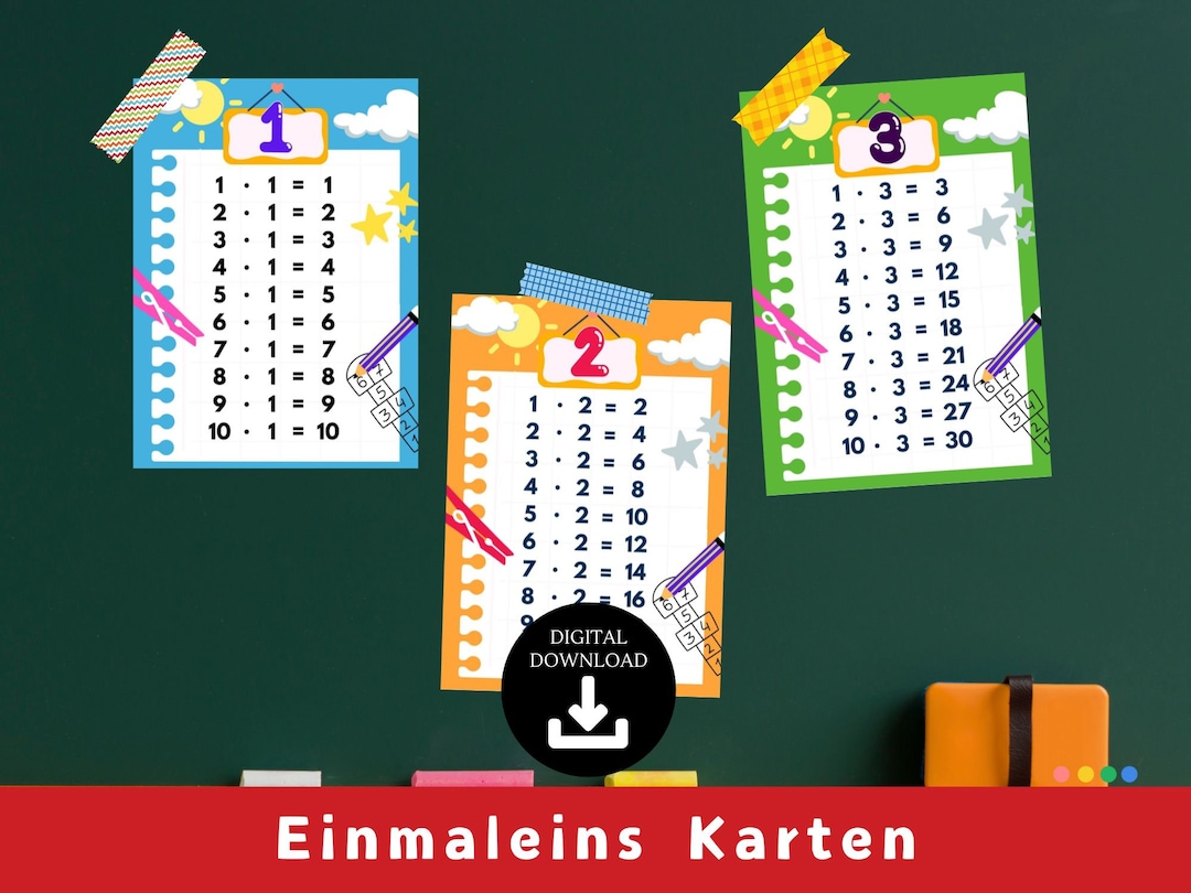 Multiplication Tables Cards - 1x1 - Etsy