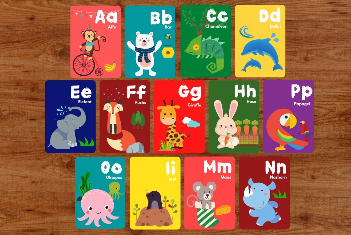 ABC Alphabet Karten Lernkarten Deutsche Buchstaben für | Etsy
